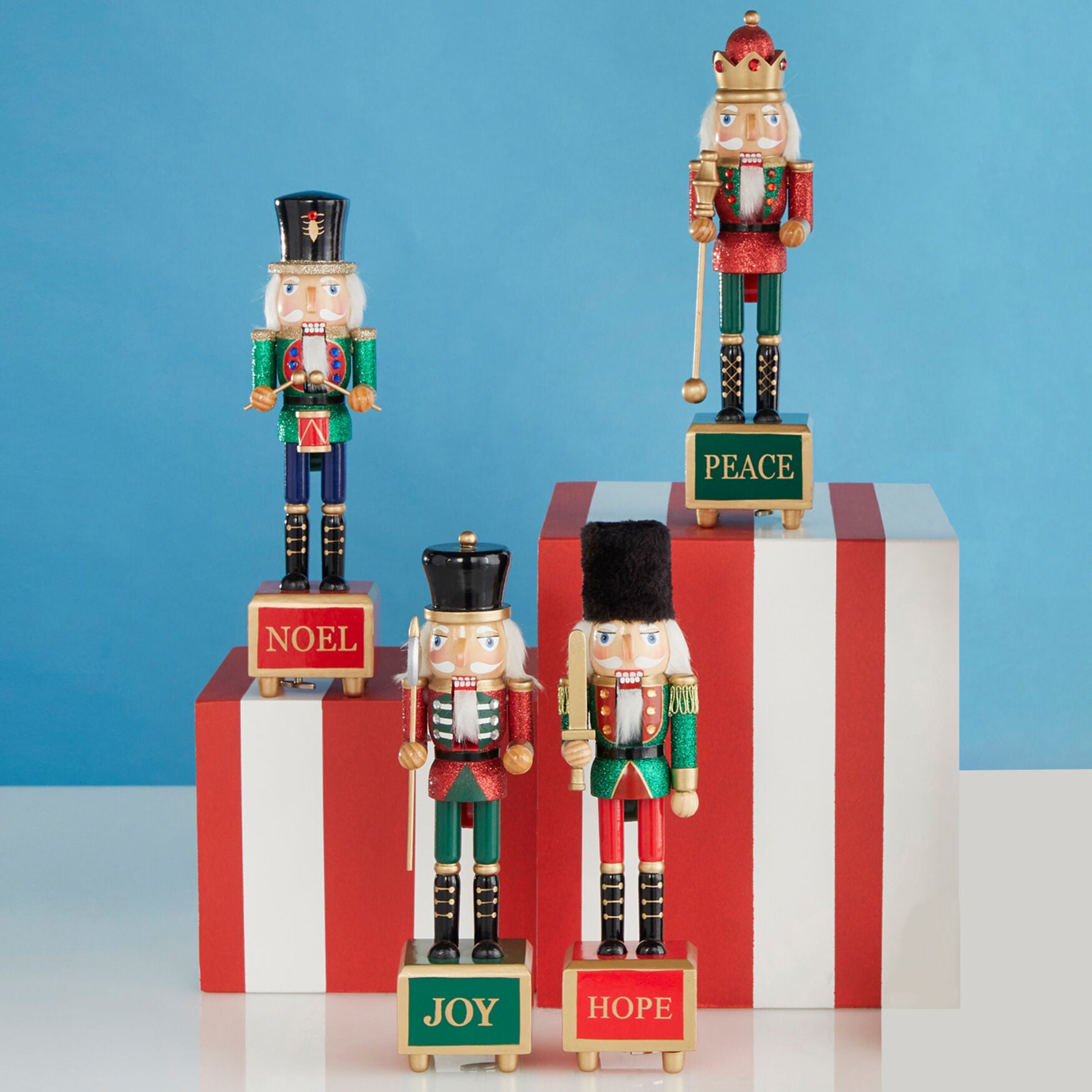 Holiday Musical Nutcracker Set - 12" Table Decor, Peace | Ellos