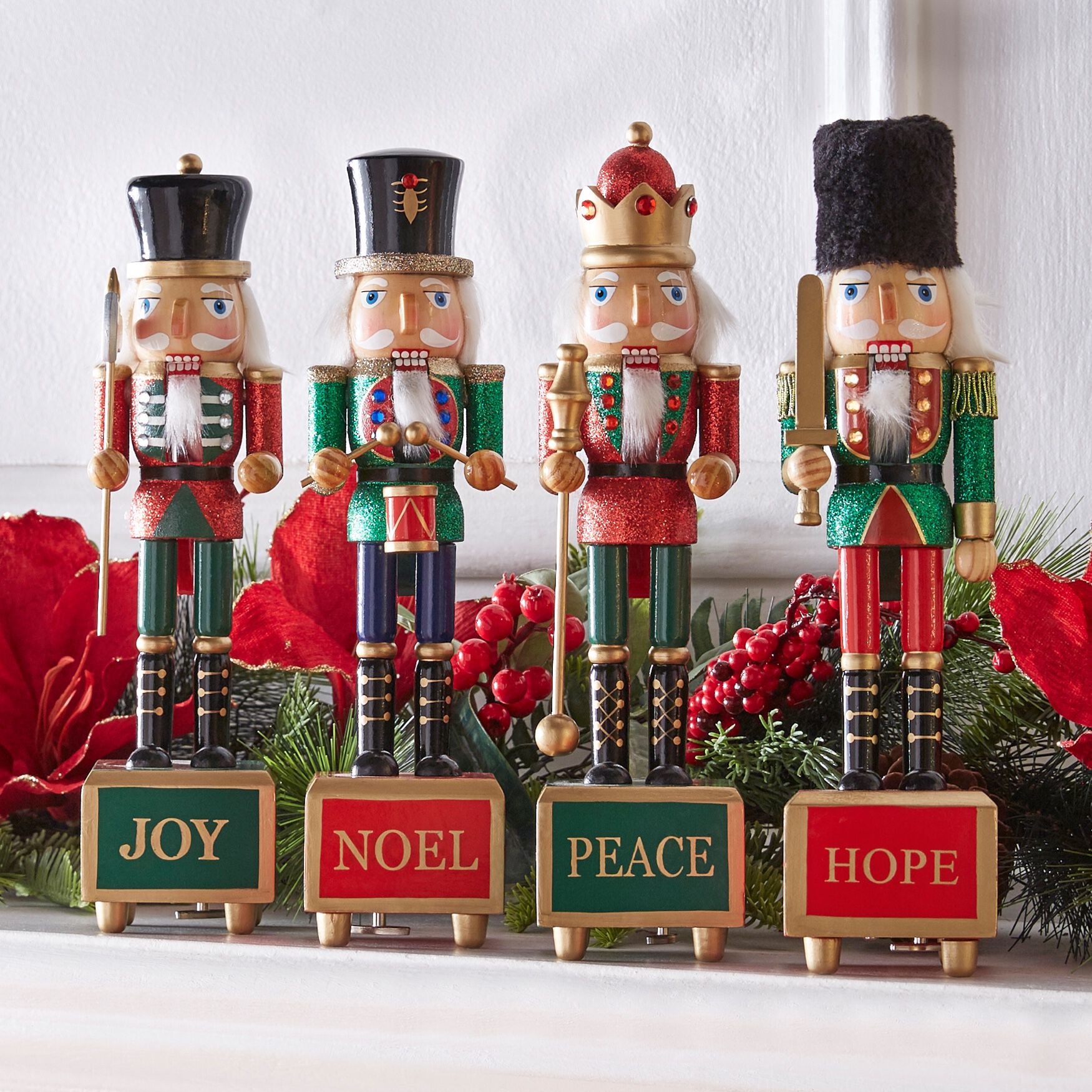 Holiday Musical Nutcracker Set - 12" Table Decor, Peace | Ellos