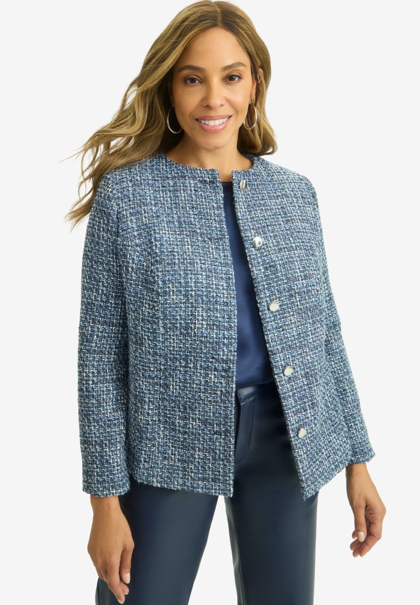 Tweed Lady Jacket - Versatile Must-Have Layer, Navy Tweed | Ellos