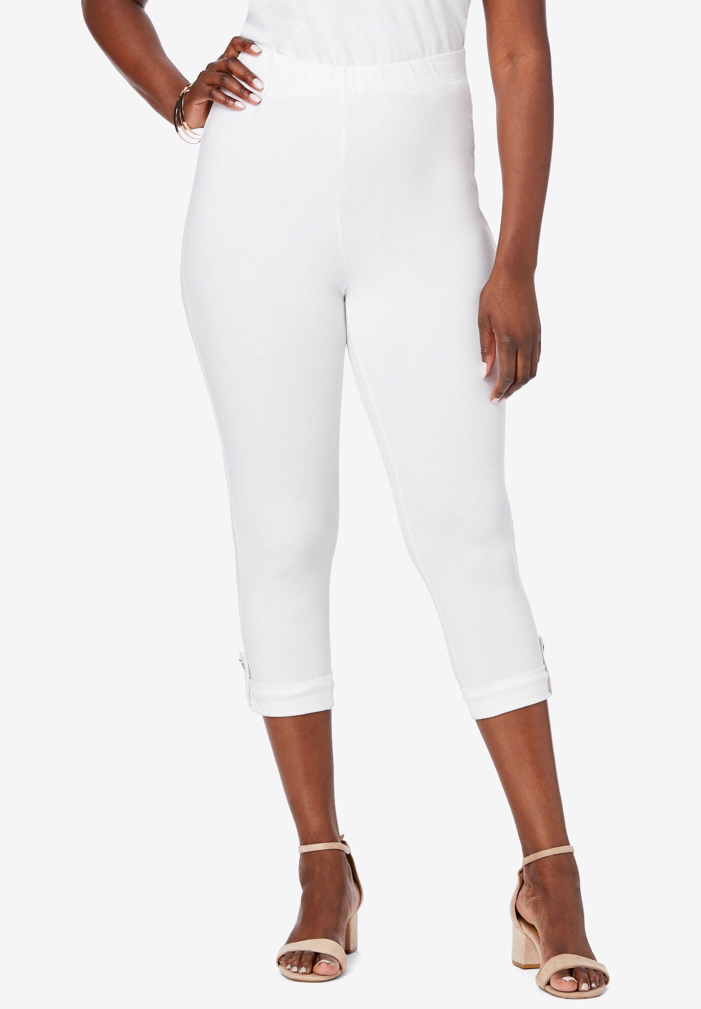 Stretch Capri Legging with Cuff Buttons | Ellos