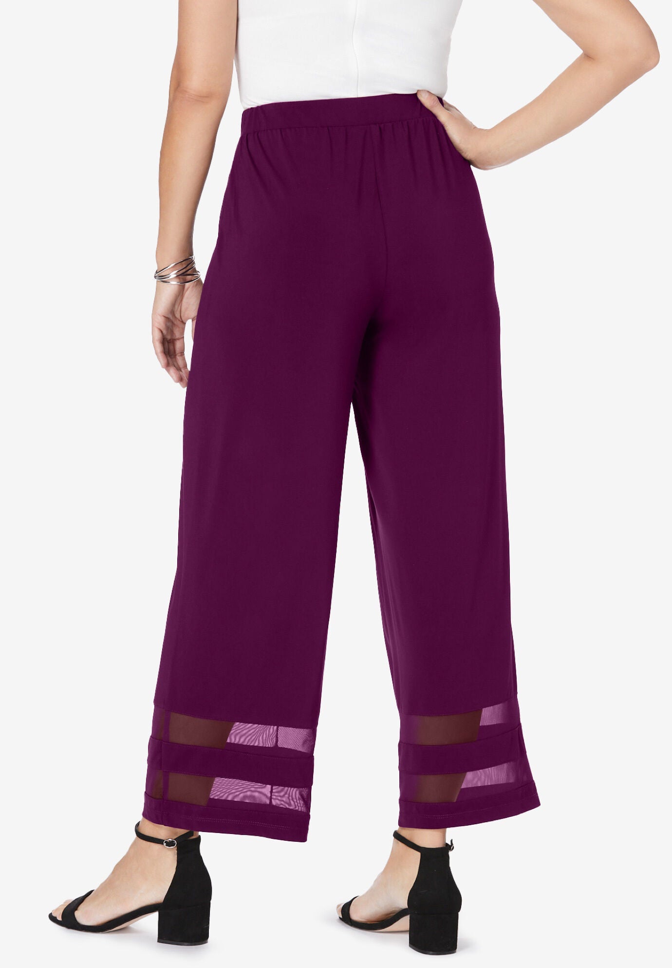 Knit Illusion Pant with Mesh Insets, 4454009 | Ellos