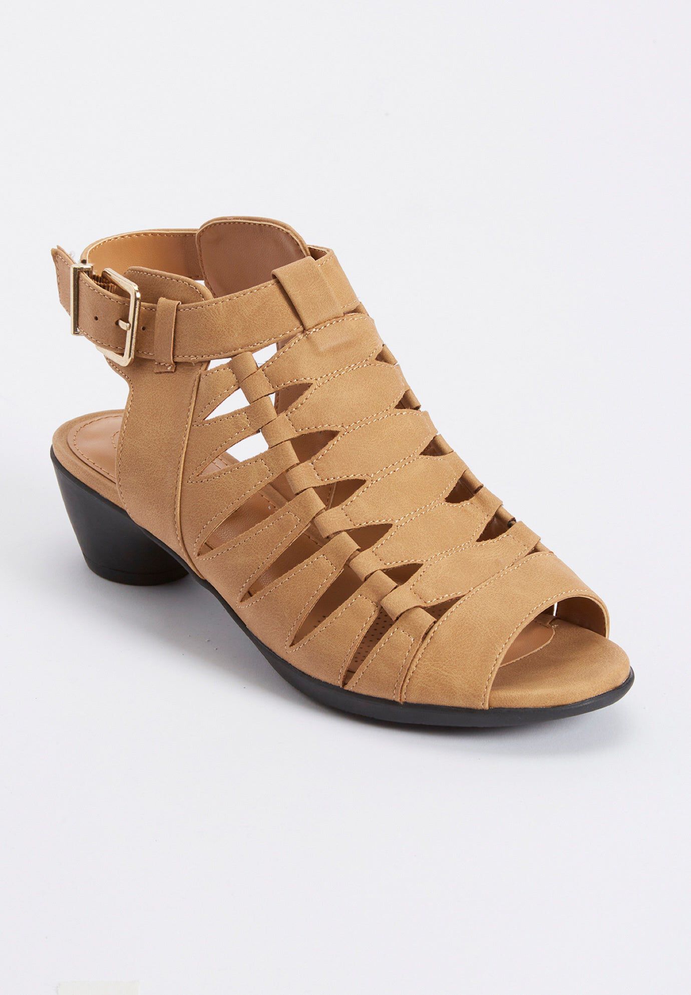 Kadie Shootie Sandals with Adjustable Strap, Tan | Ellos