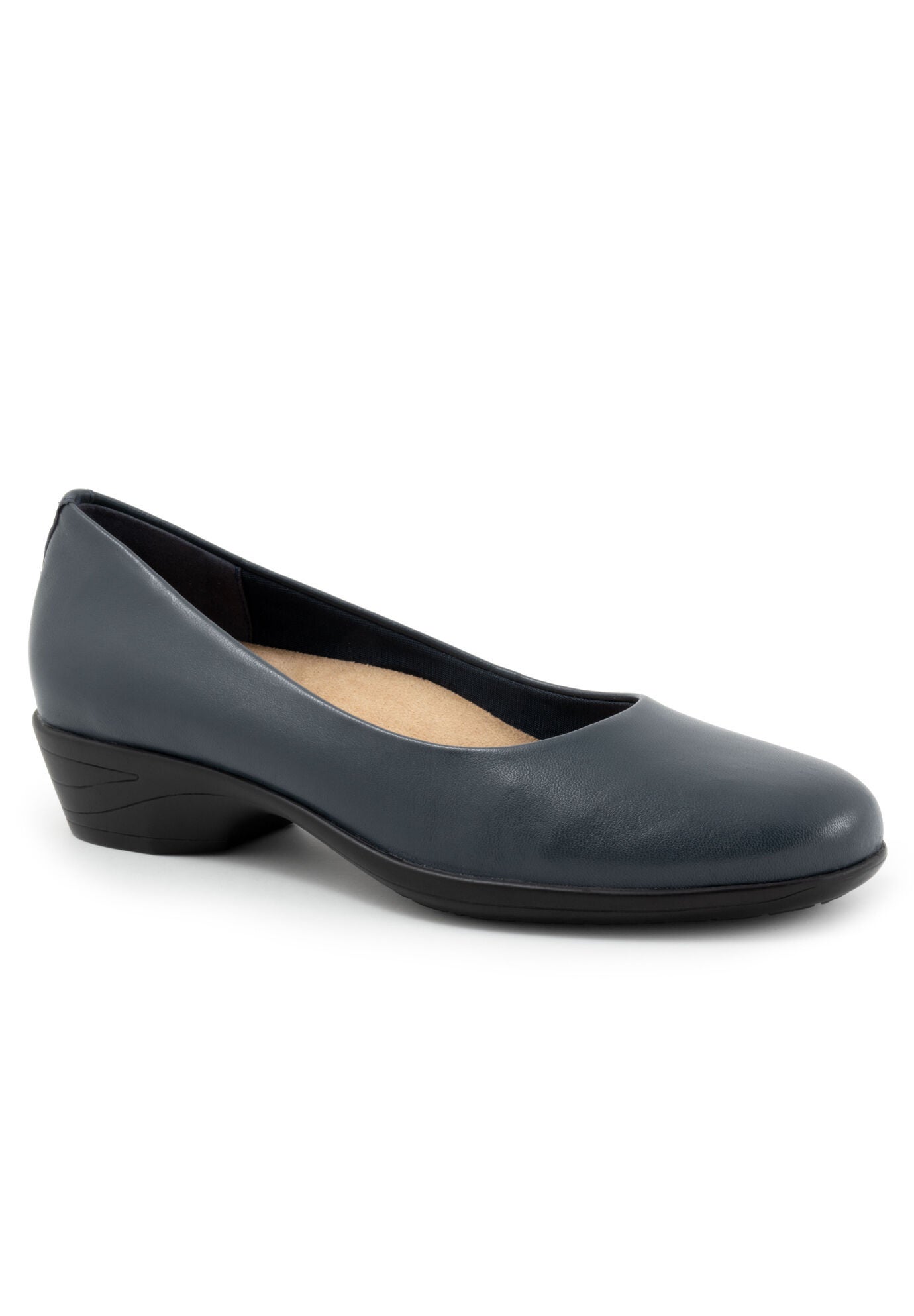 Classic Rozalin Heeled Flat, Arch Support, Navy | Ellos
