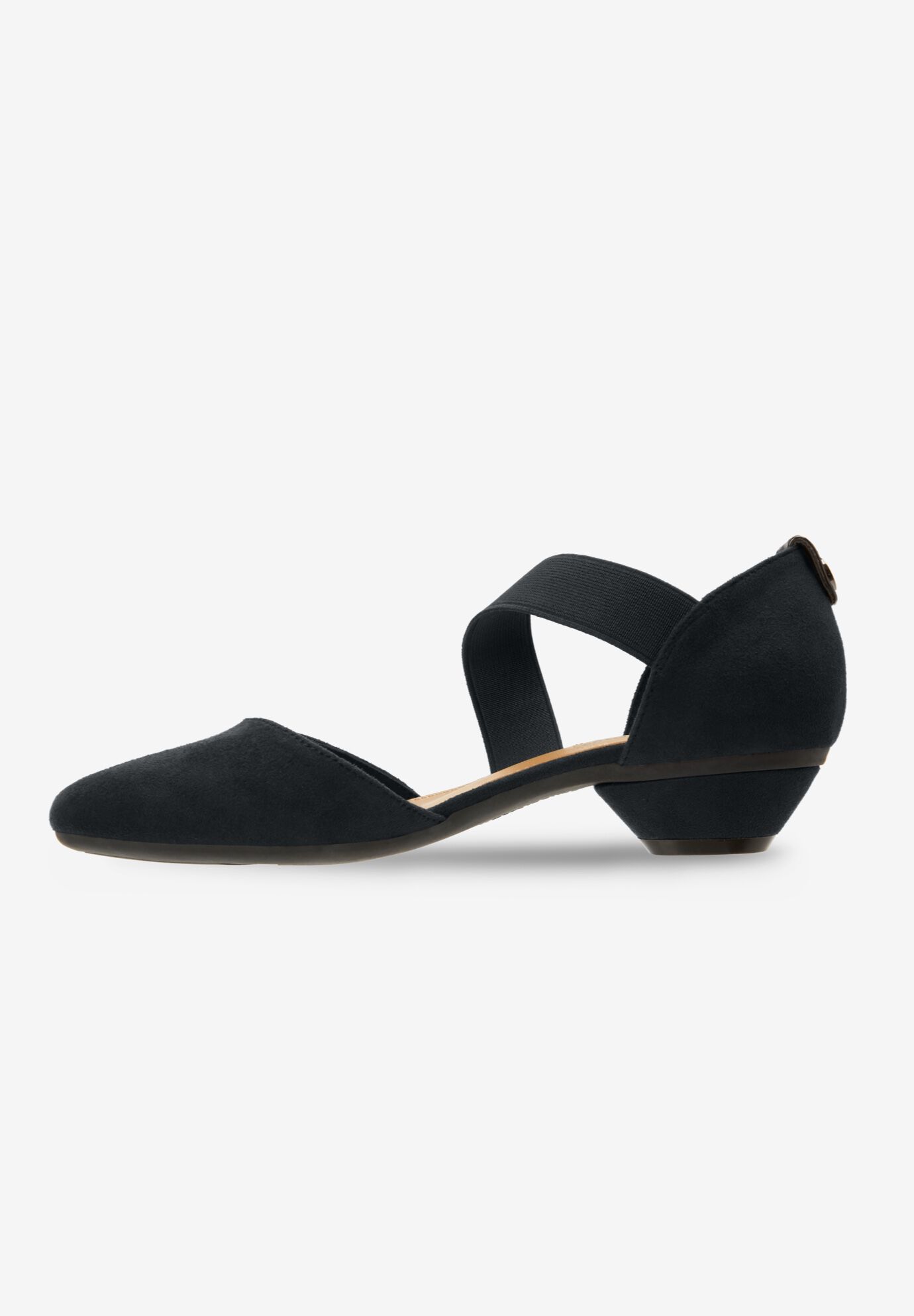 Suede Pumps with Elastic Strap - Camilla, Black | Ellos