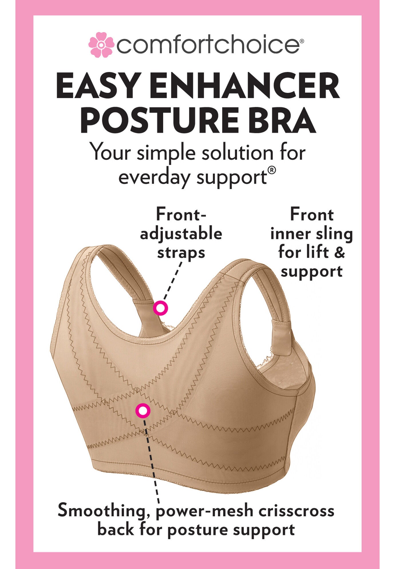 Front Close Wireless Posture Bra - Easy Enhancer, Nude | Ellos