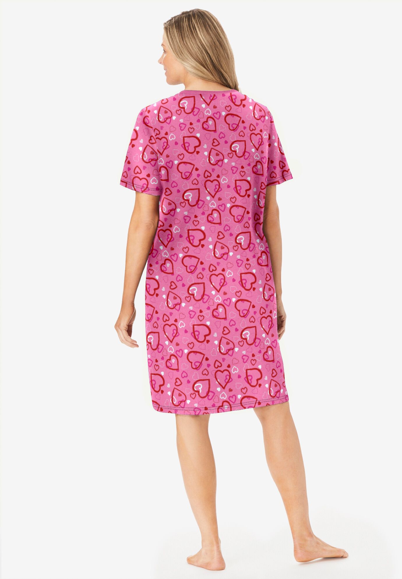 "Soft Cotton Print Sleepshirt - Whimsical Styles", Pink Hearts | Ellos