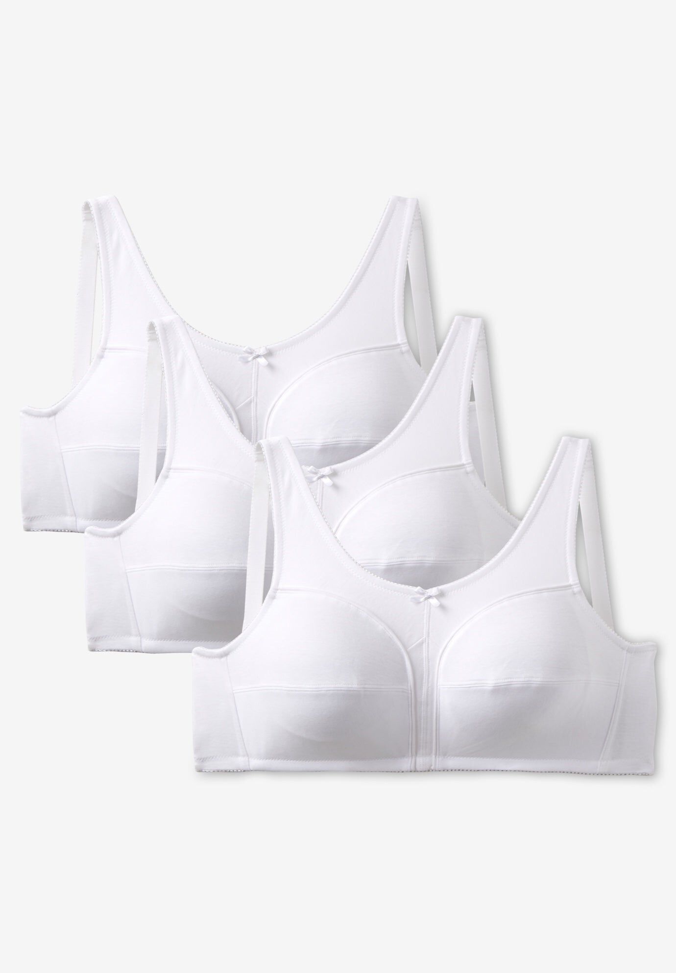 Cotton Wireless Bra 3-Pack Full-Coverage, White Pack | Ellos