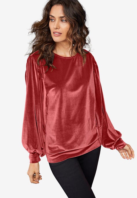 Full Sleeve Velour Top | Ellos