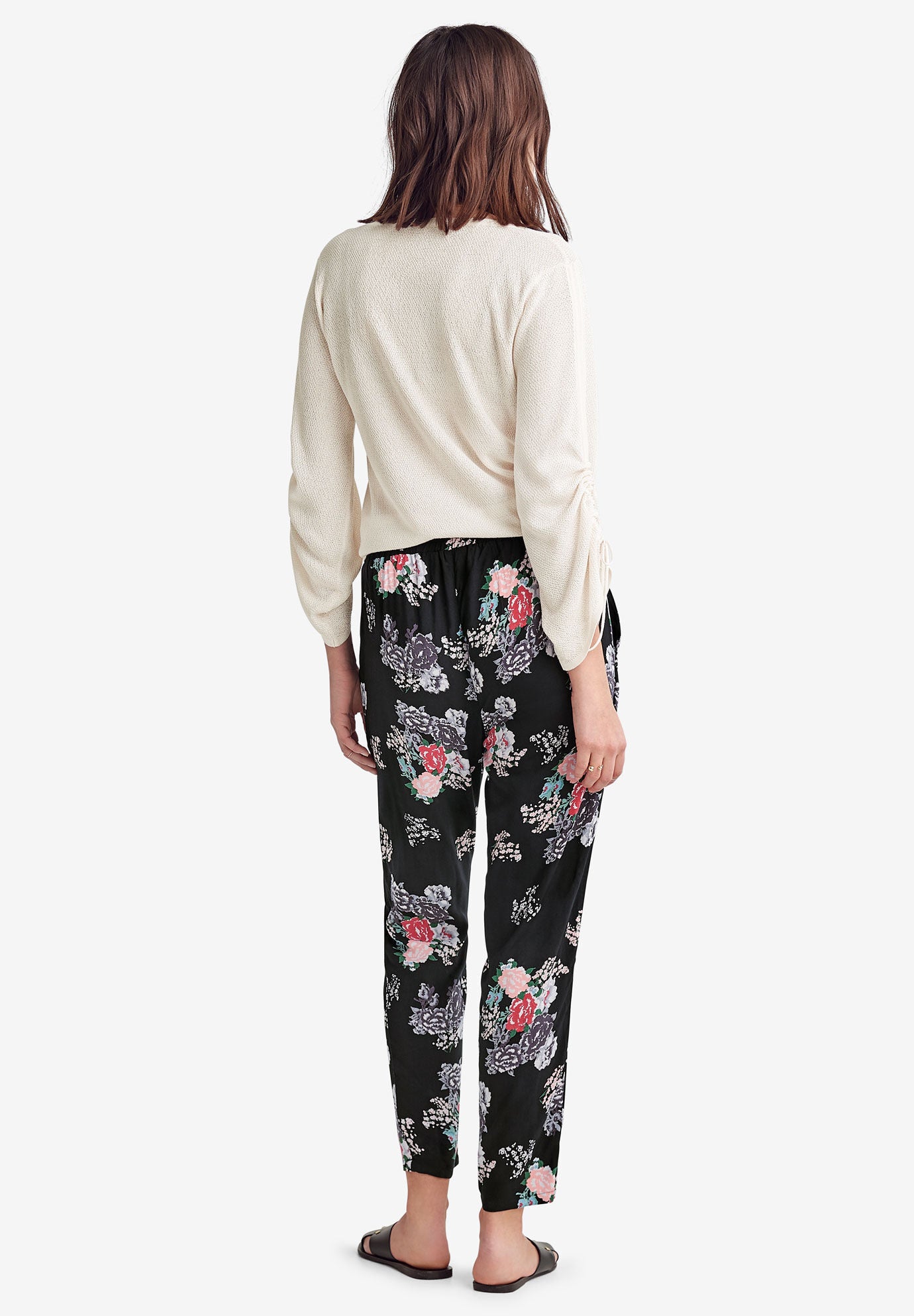 Soft Woven Pants with Elastic Waist, Navy/white Dot | Ellos