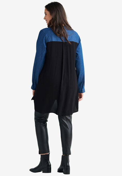 Denim Trim Shirt | Ellos