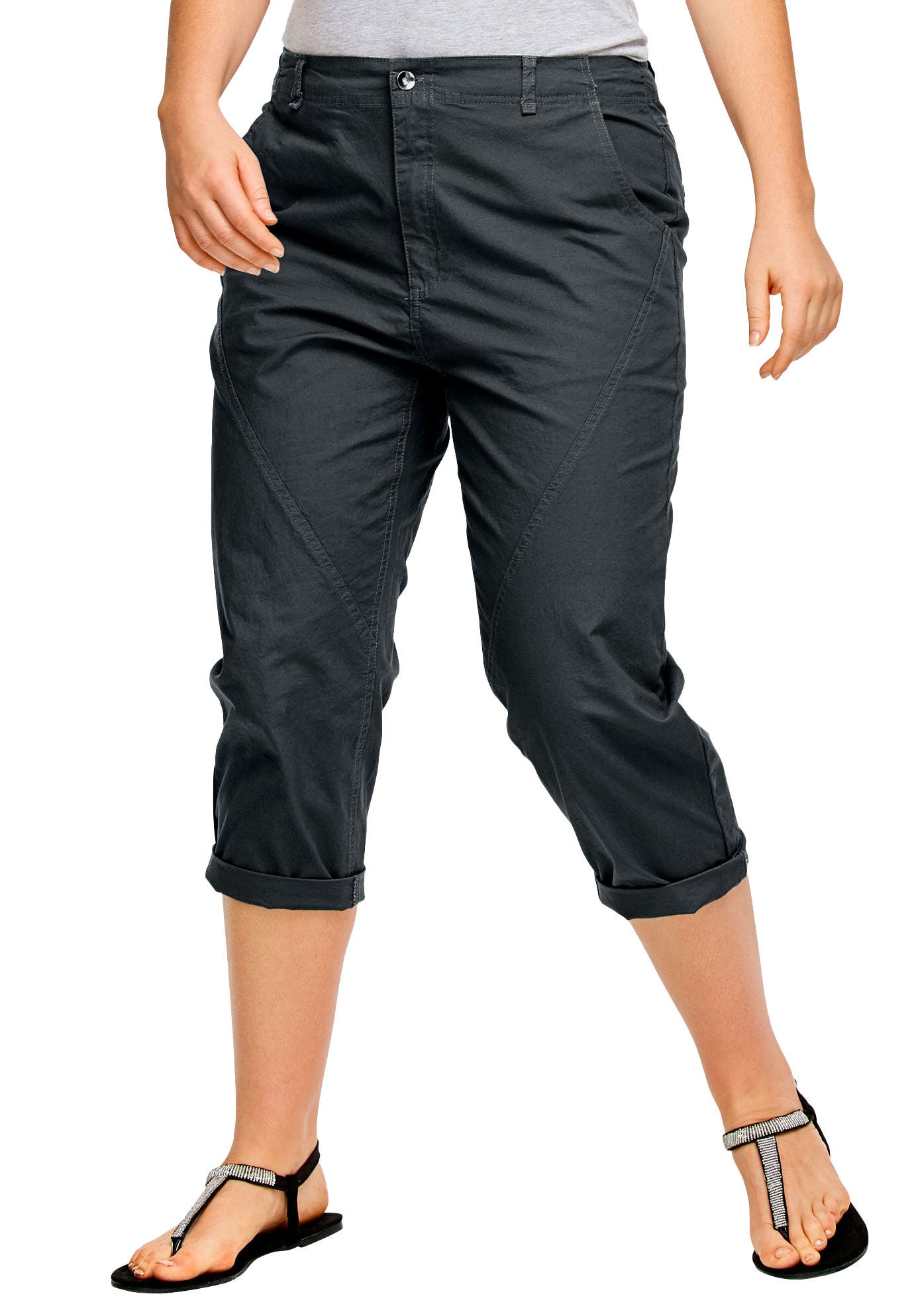 Seamed Capris for Women, Mid-Calf Length, White | Ellos