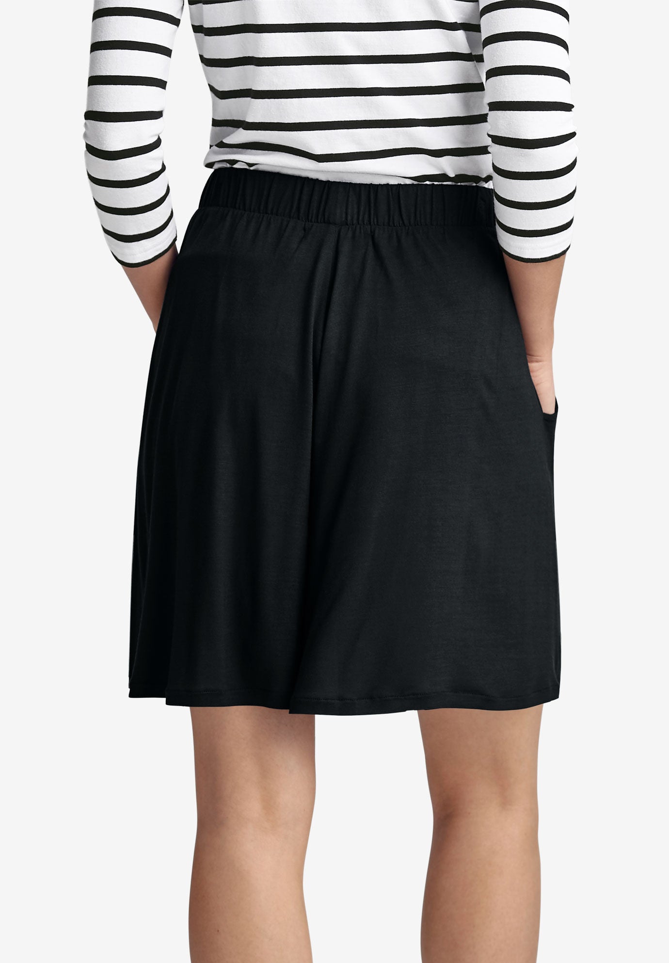 Wide-Waistband Flowy Shorts for Summer, Black | Ellos