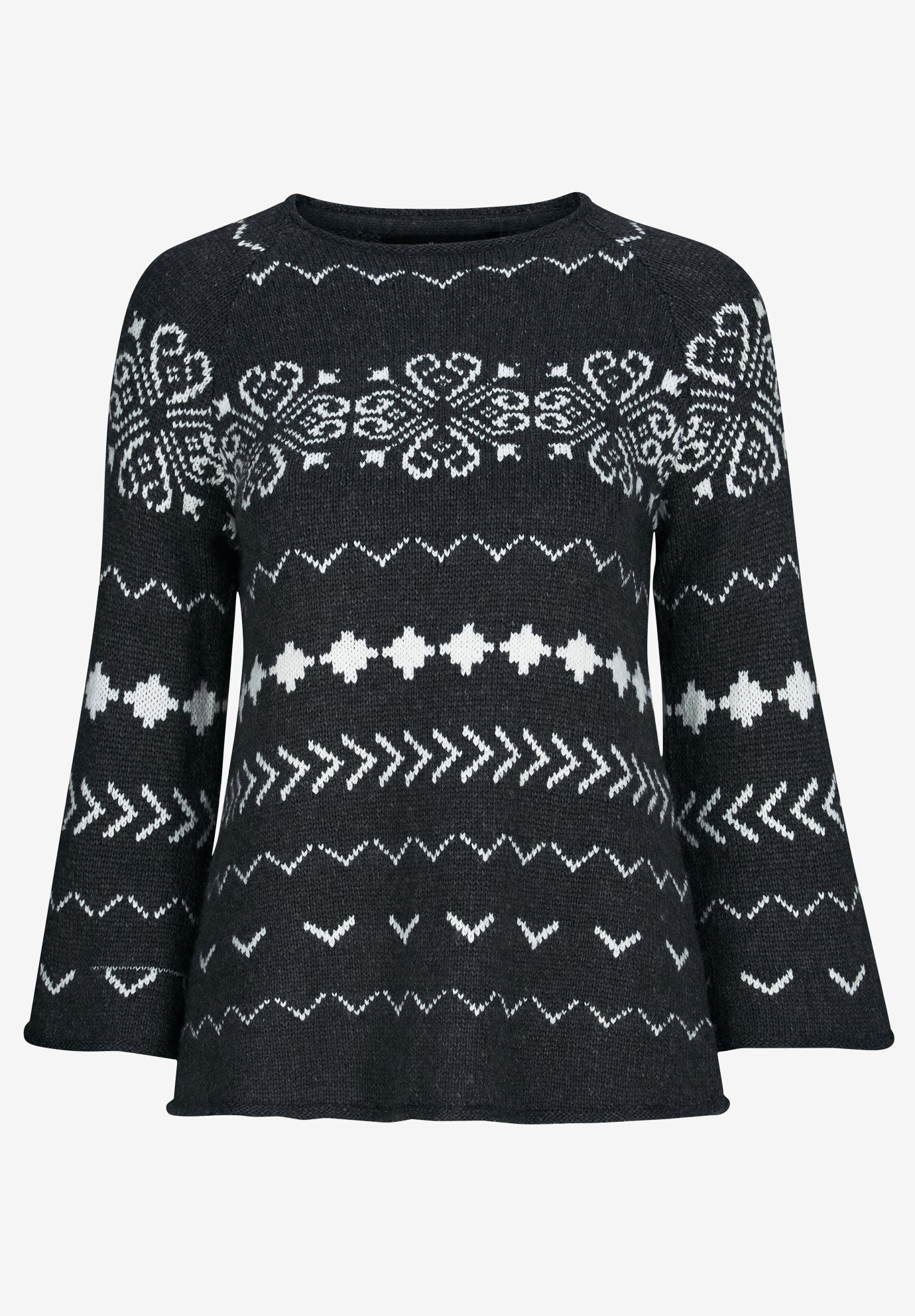 Nordic Patterned A-line Sweater - Winter Ready, Burgundy | Ellos