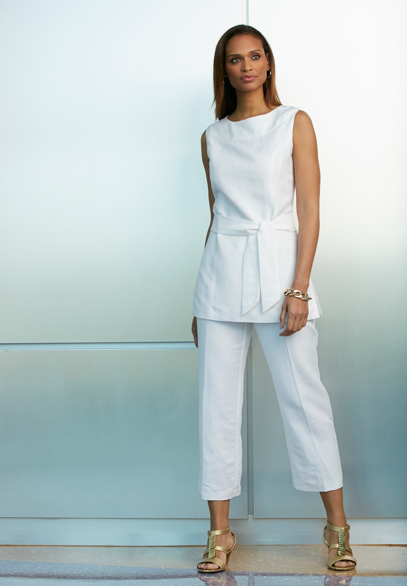 Linen Capri Set with Sash Belt – Versatile Outfit, Black | Ellos