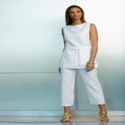 Linen Capri Set with Sash Belt – Versatile Outfit, Black | Ellos