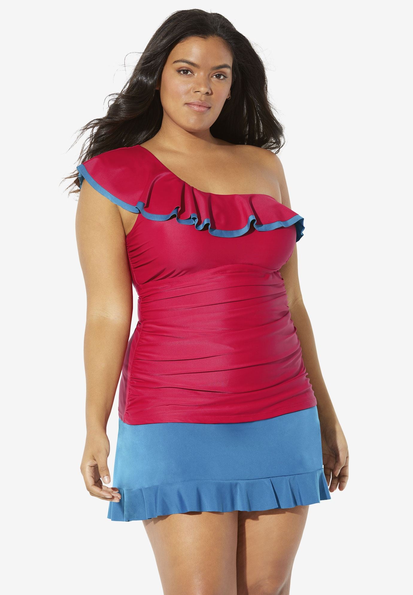 Ruffled Tankini Top Plus Size Swimwear Ellos