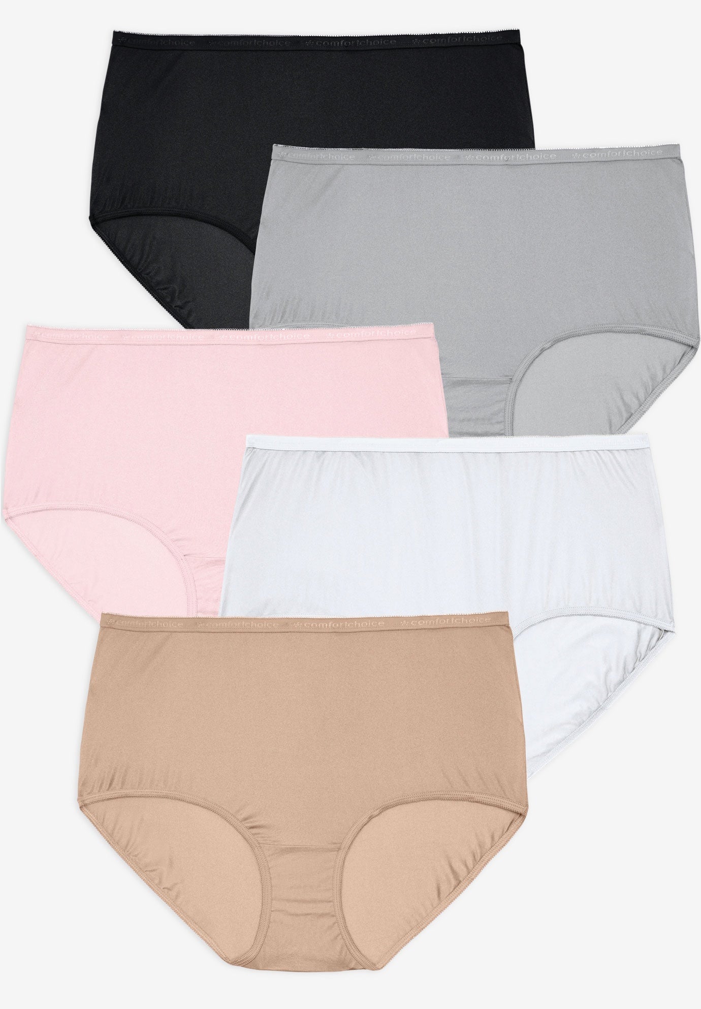 5 Pack Nylon Full Cut Brief By Comfort Choice® Plus Size Nylon Panties