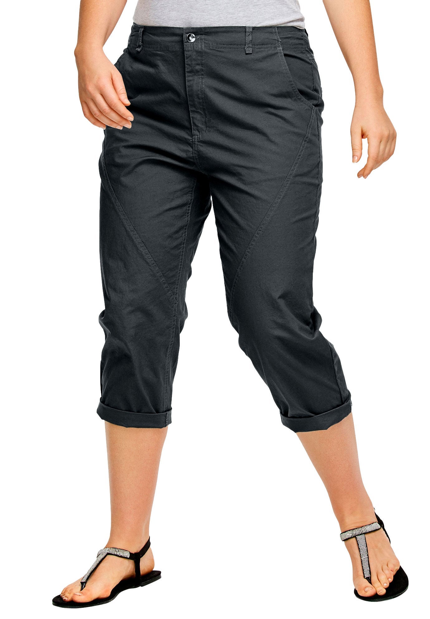 Seamed Capris for Women, Mid-Calf Length, Black | Ellos
